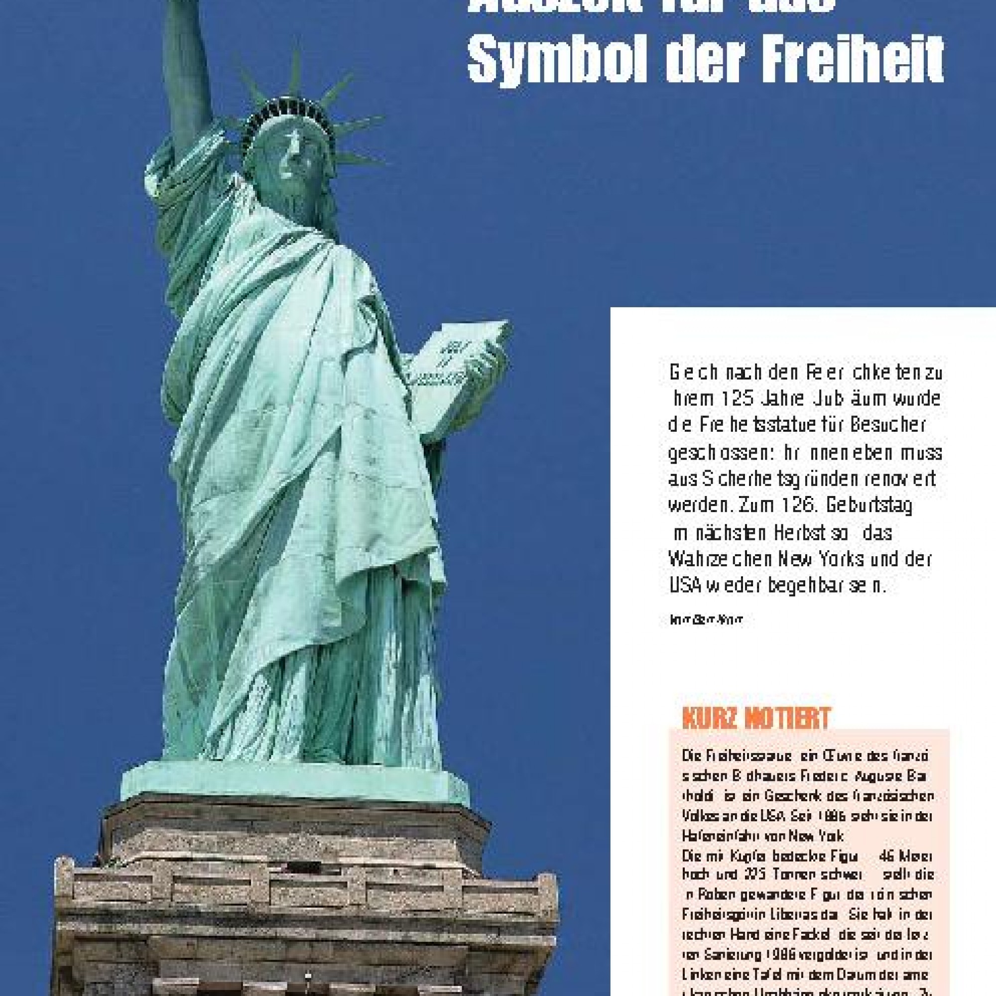 Auszeit für das Symbol der Freiheit | Baublatt
