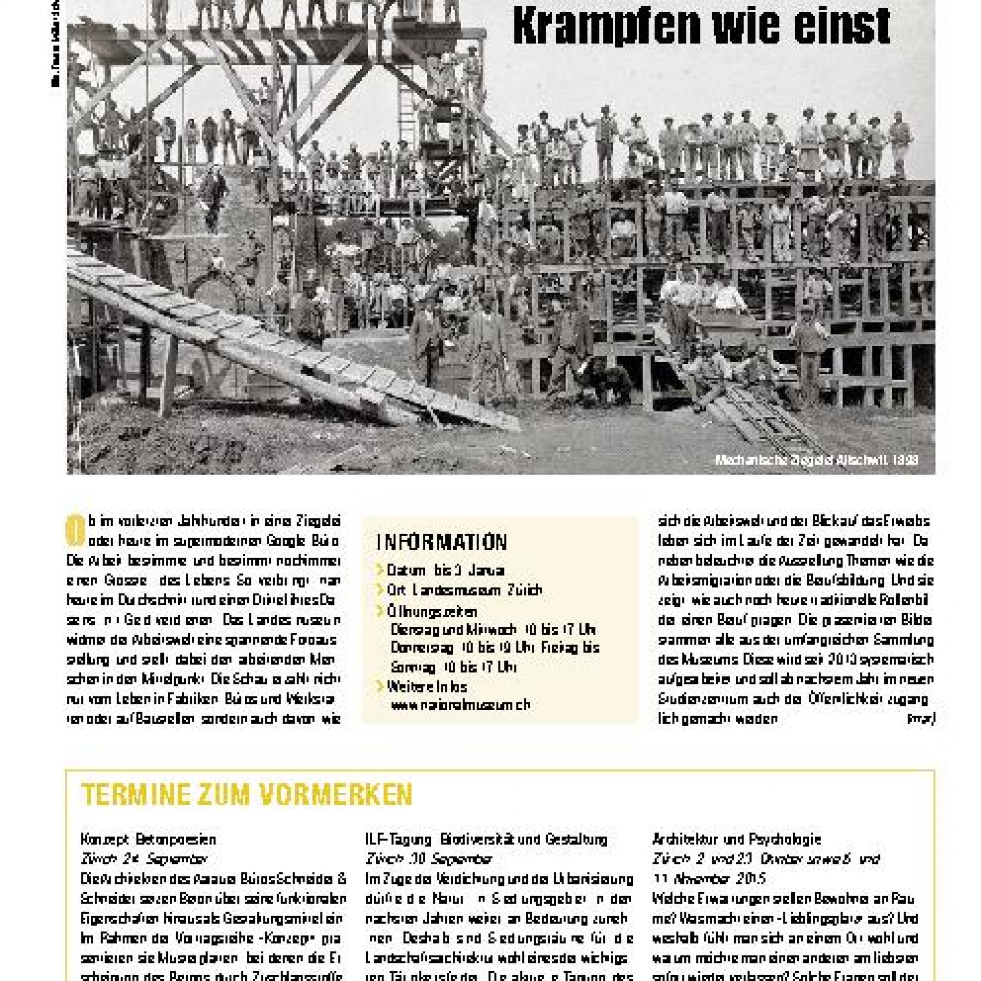 Ausstellung «Arbeit» im Landesmuseum: Krampfen wie einst | Baublatt