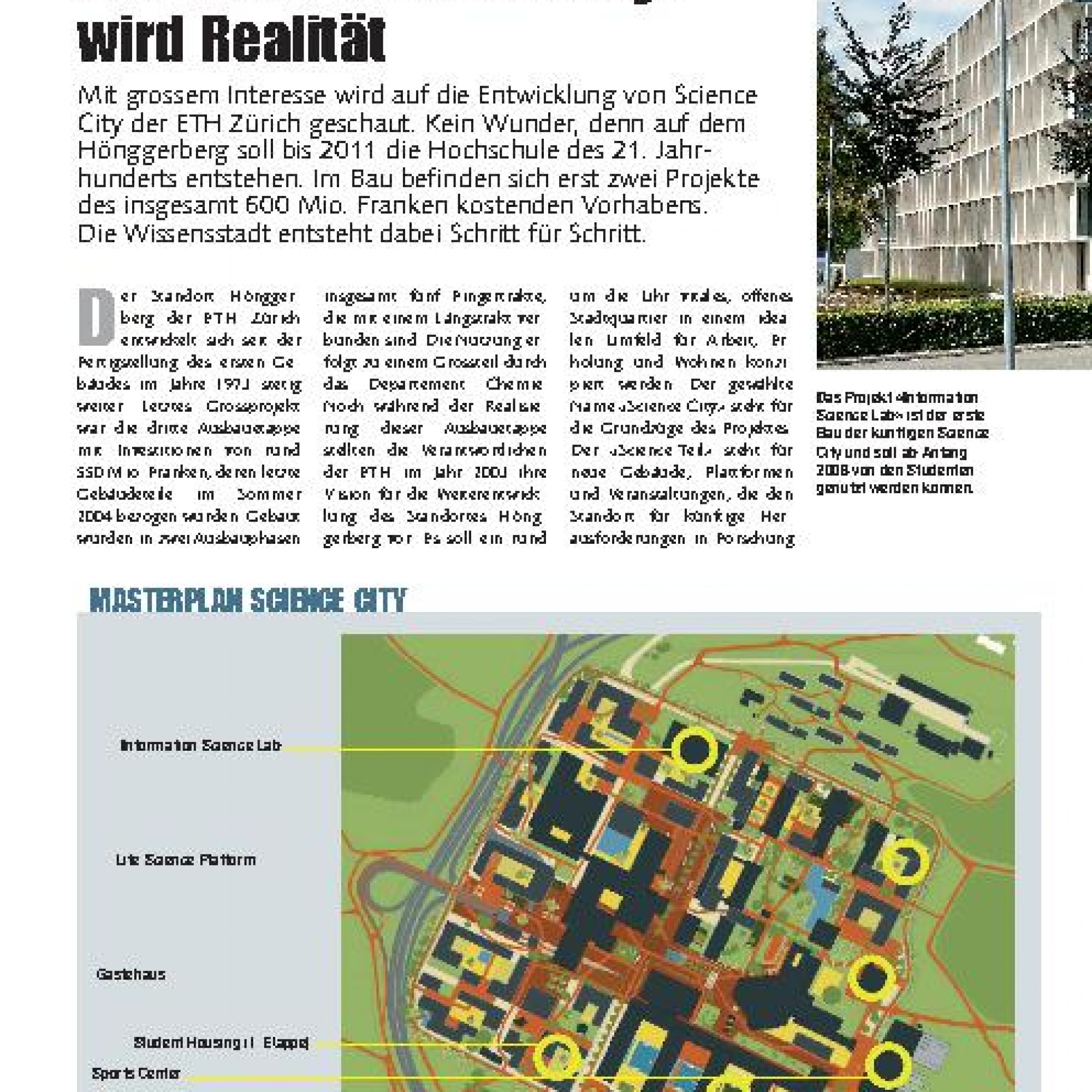 ETH Hönggerberg: Die Vision «Science City» wird Realität | Baublatt