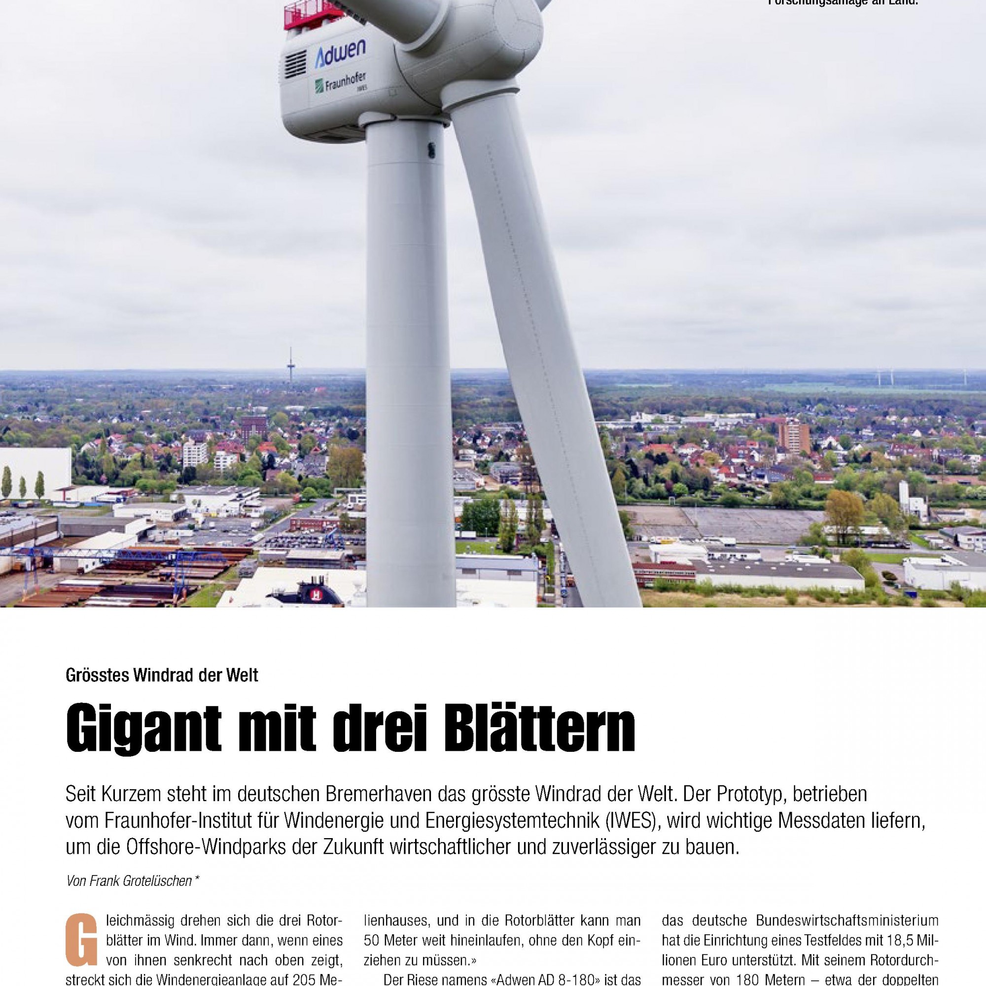 Grösstes Windrad der Welt: Gigant mit drei Blättern | Baublatt